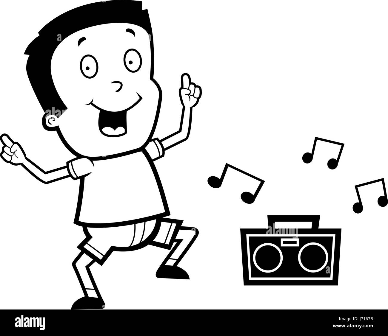 A cartoon illustration of a boy dancing and smiling Stock Vector Image ...