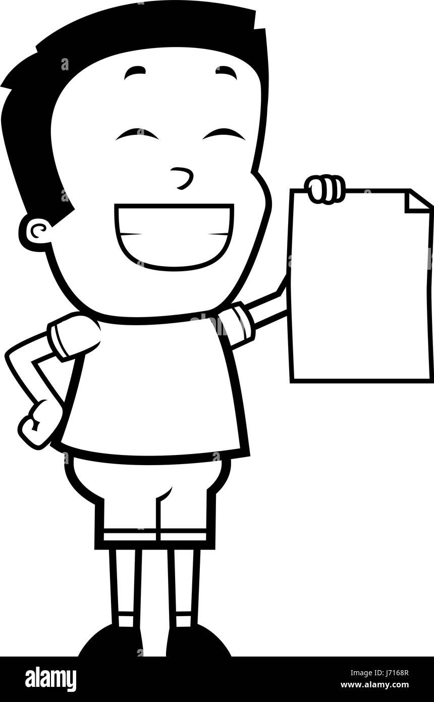 Cartoon illustration boy looking proud Black and White Stock Photos ...