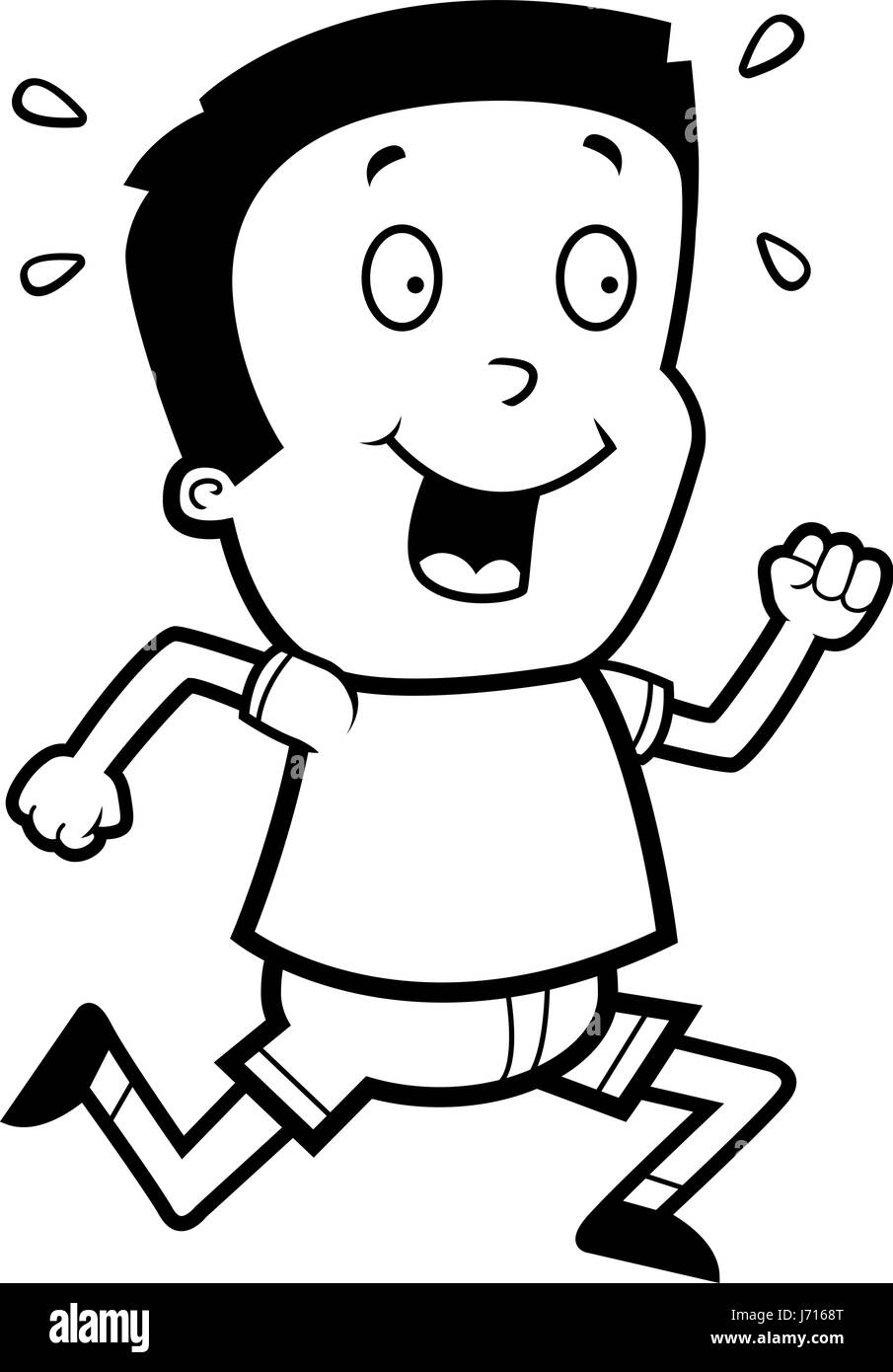 A cartoon illustration of a boy running and smiling Stock Vector Image ...
