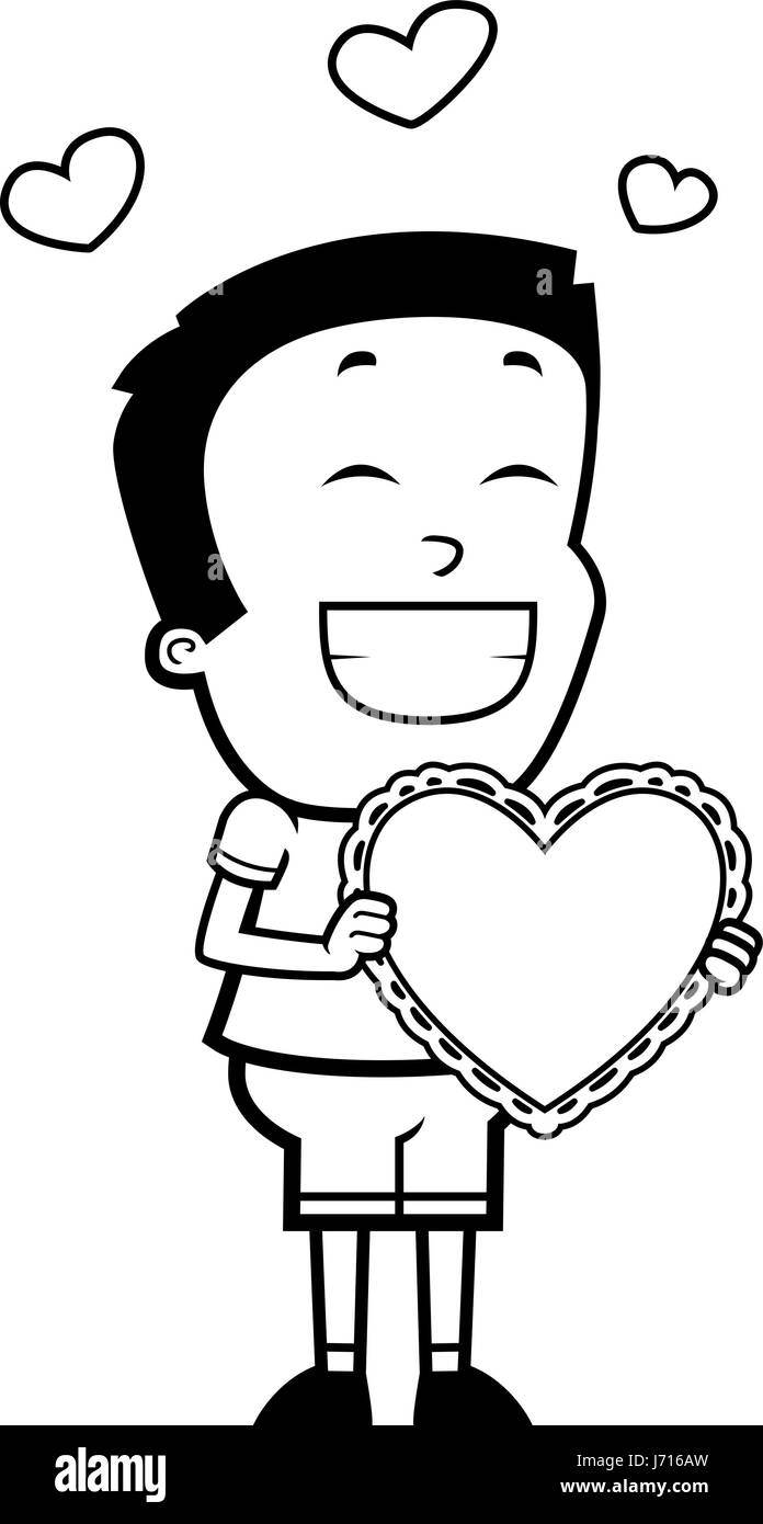 A cartoon illustration of a boy with a valentine card Stock Vector ...