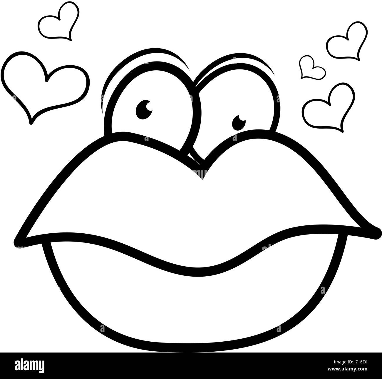 Big cartoon red lips surrounded by hearts Stock Vector Image & Art - Alamy