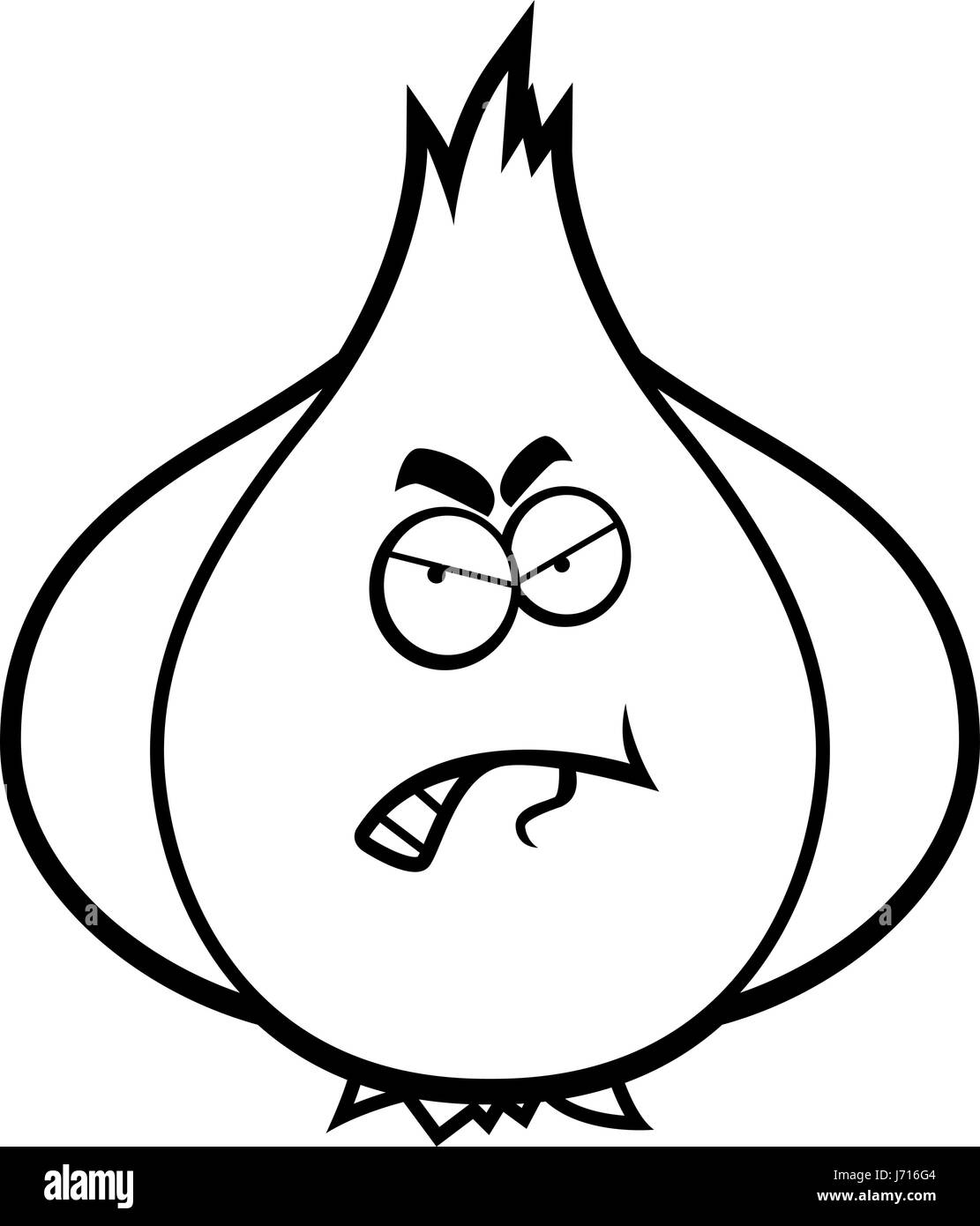 A cartoon illustration of a garlic bulb with an angry expression Stock ...