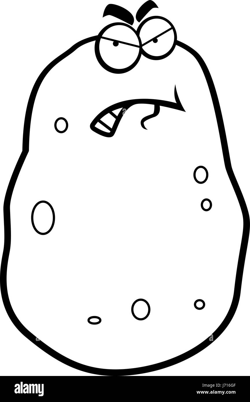 A cartoon illustration of a potato with an angry expression Stock ...