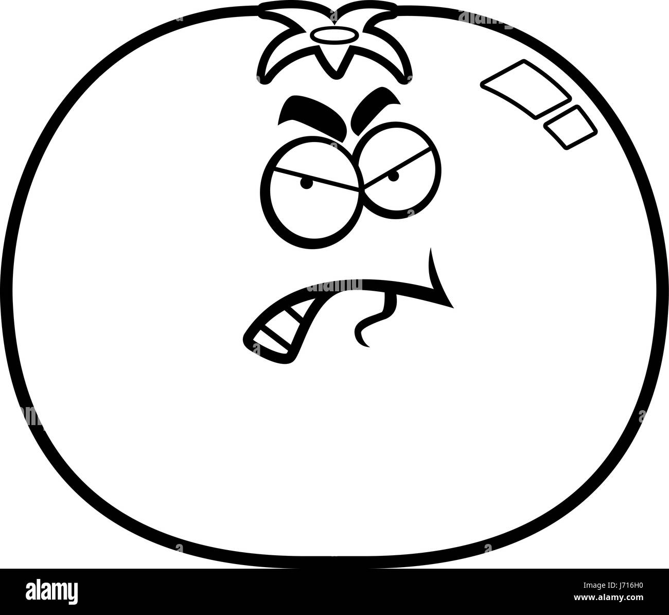 A cartoon illustration of a tomato with an angry expression Stock ...