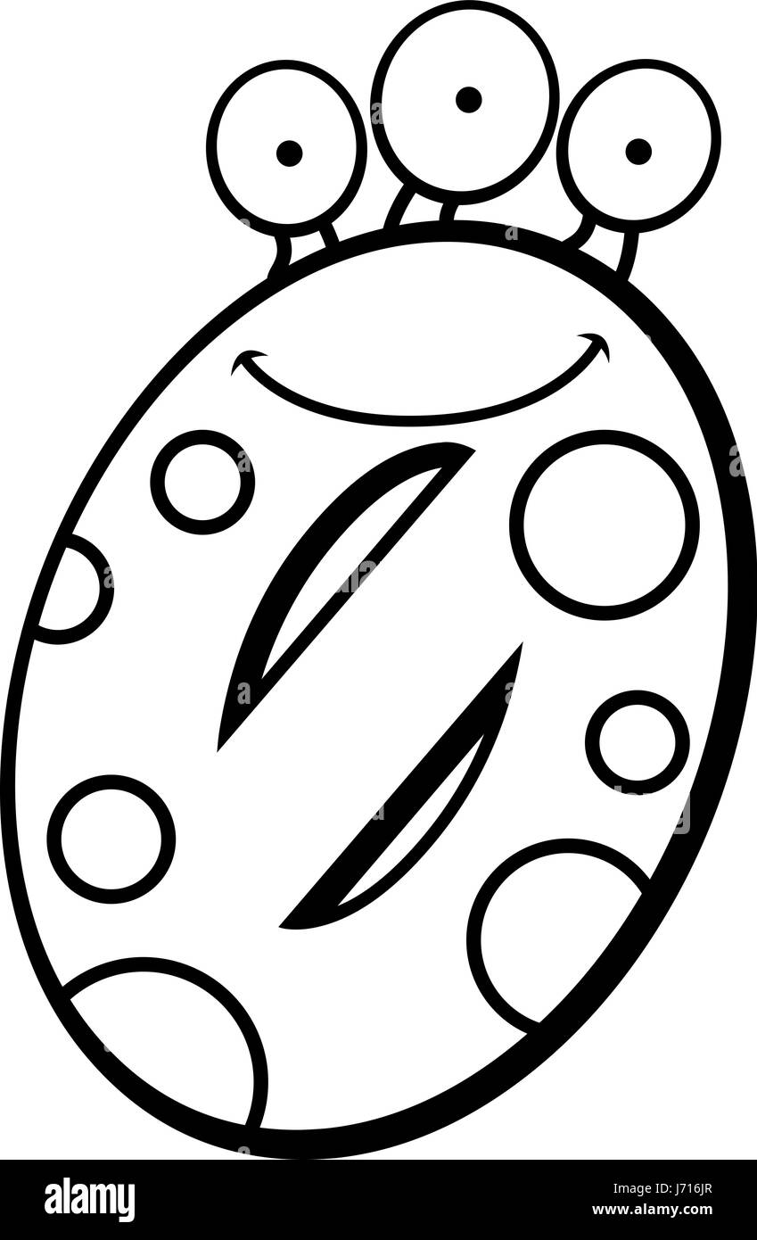 A cartoon illustration of a number zero monster smiling and happy Stock ...