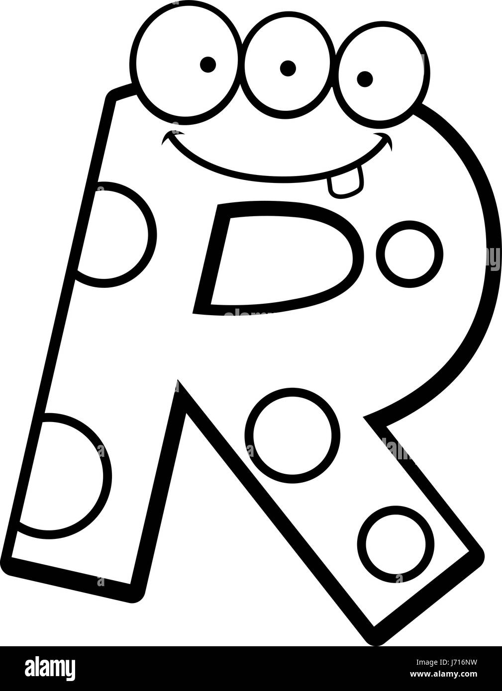 A cartoon illustration of a letter R monster smiling and happy Stock ...