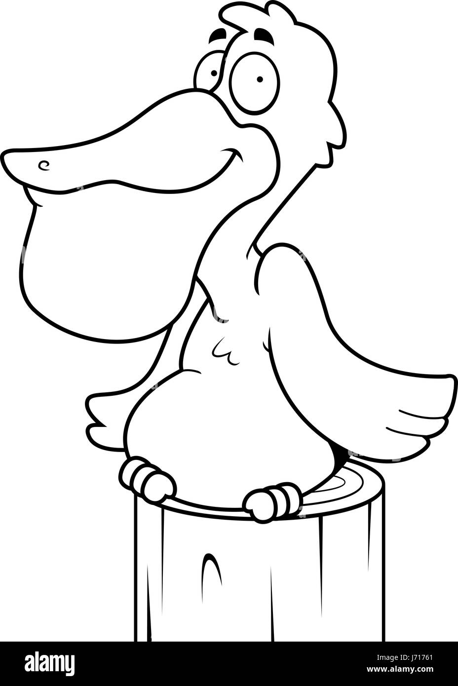 A happy cartoon pelican perched and smiling Stock Vector Image & Art ...