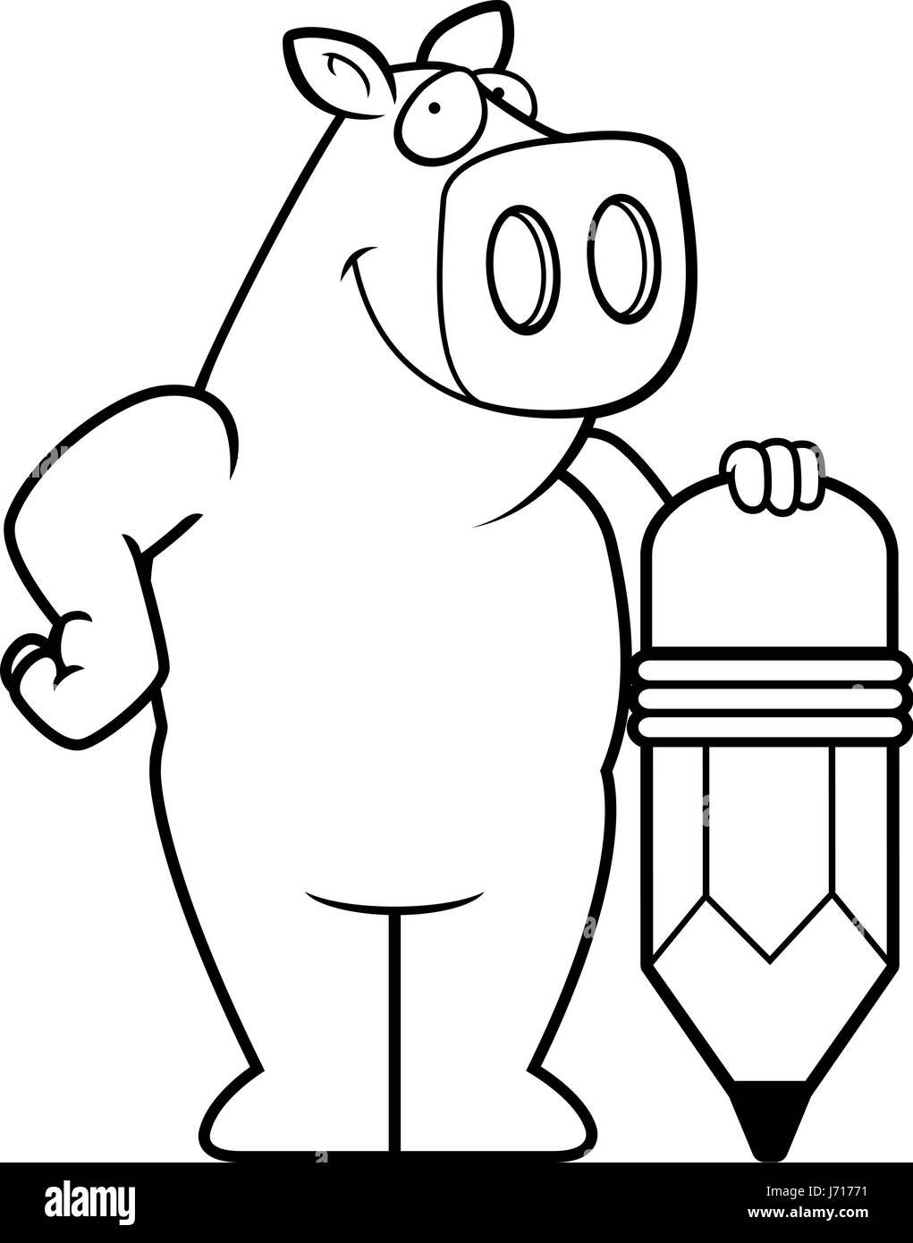 A happy cartoon pig with a pencil Stock Vector Image & Art - Alamy