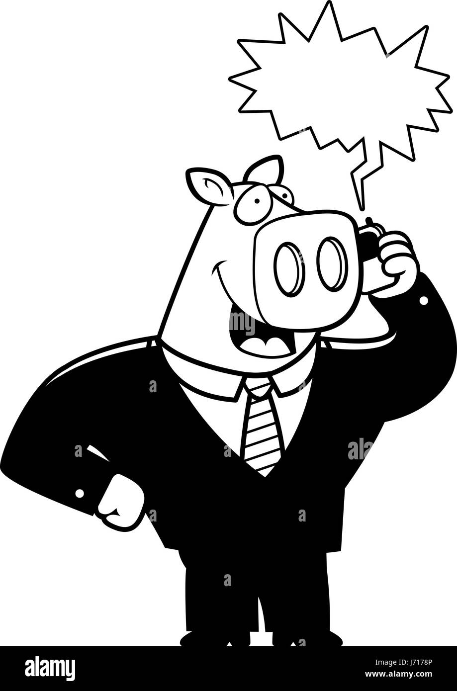 A cartoon pig in a suit talking on a cell phone Stock Vector Image ...