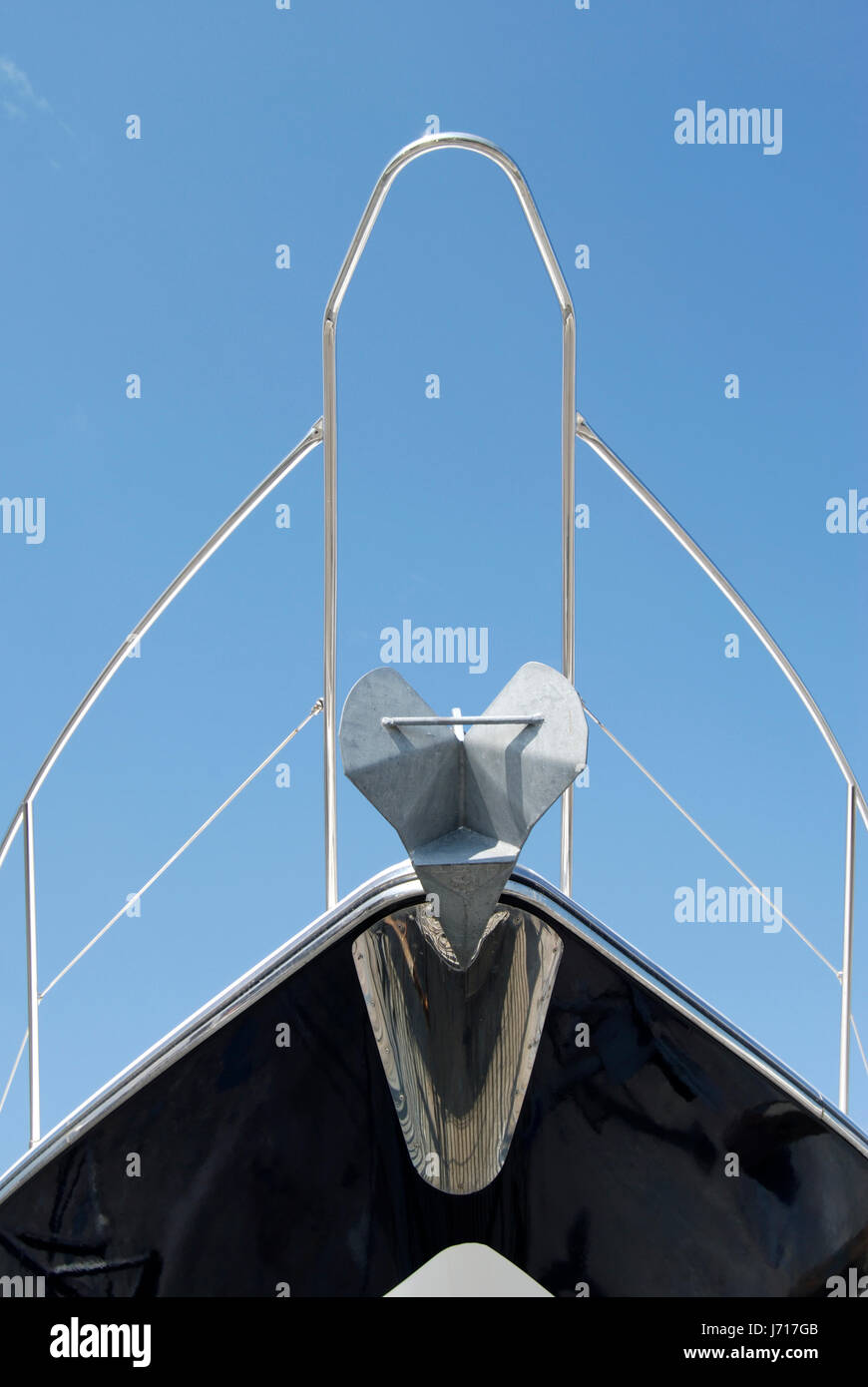 reflection steel metal railing triangle boat anchor hull rowing boat ...