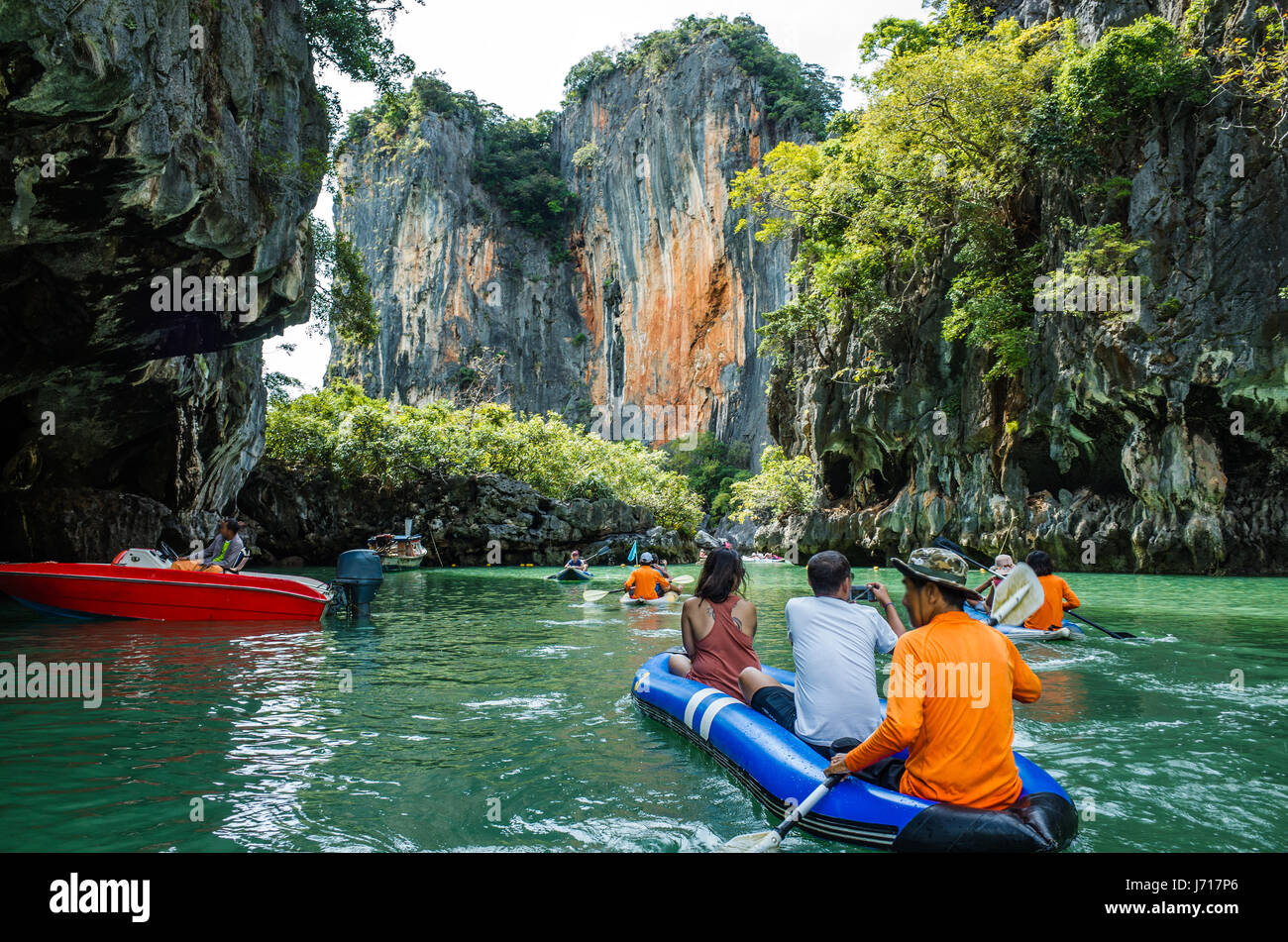 Hiking kayaking the caves of Phang nga Bay, Phuket Stock Photo - Alamy