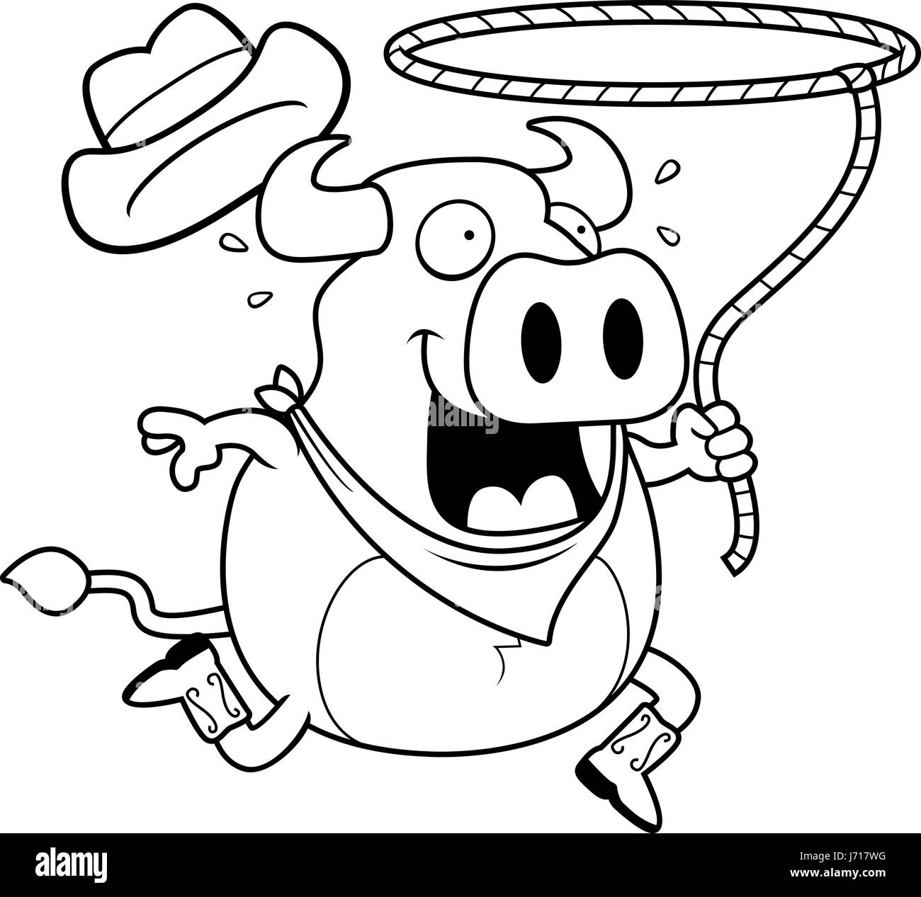 A happy cartoon rodeo bull with a lasso Stock Vector Image & Art - Alamy