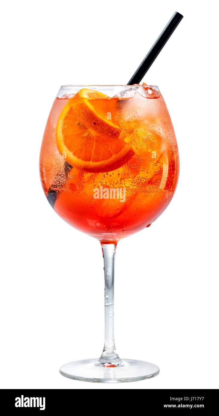 glass of aperol spritz cocktail isolated on white background Stock ...