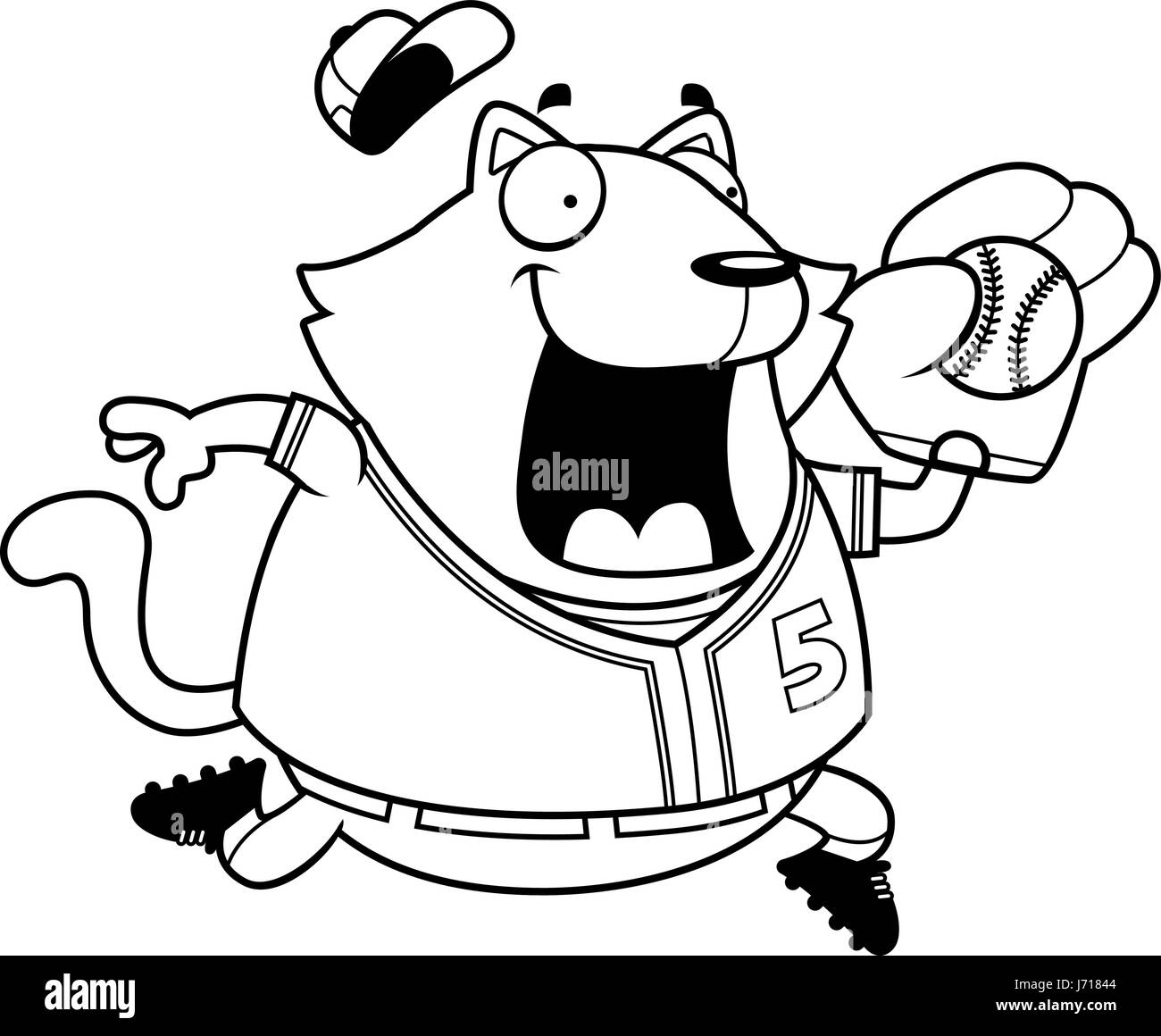 A cartoon illustration of a cat playing baseball Stock Vector Image ...