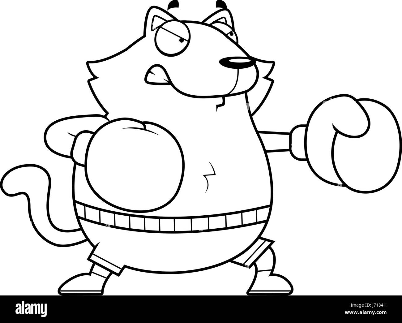 A cartoon illustration of a cat punching with boxing gloves Stock ...