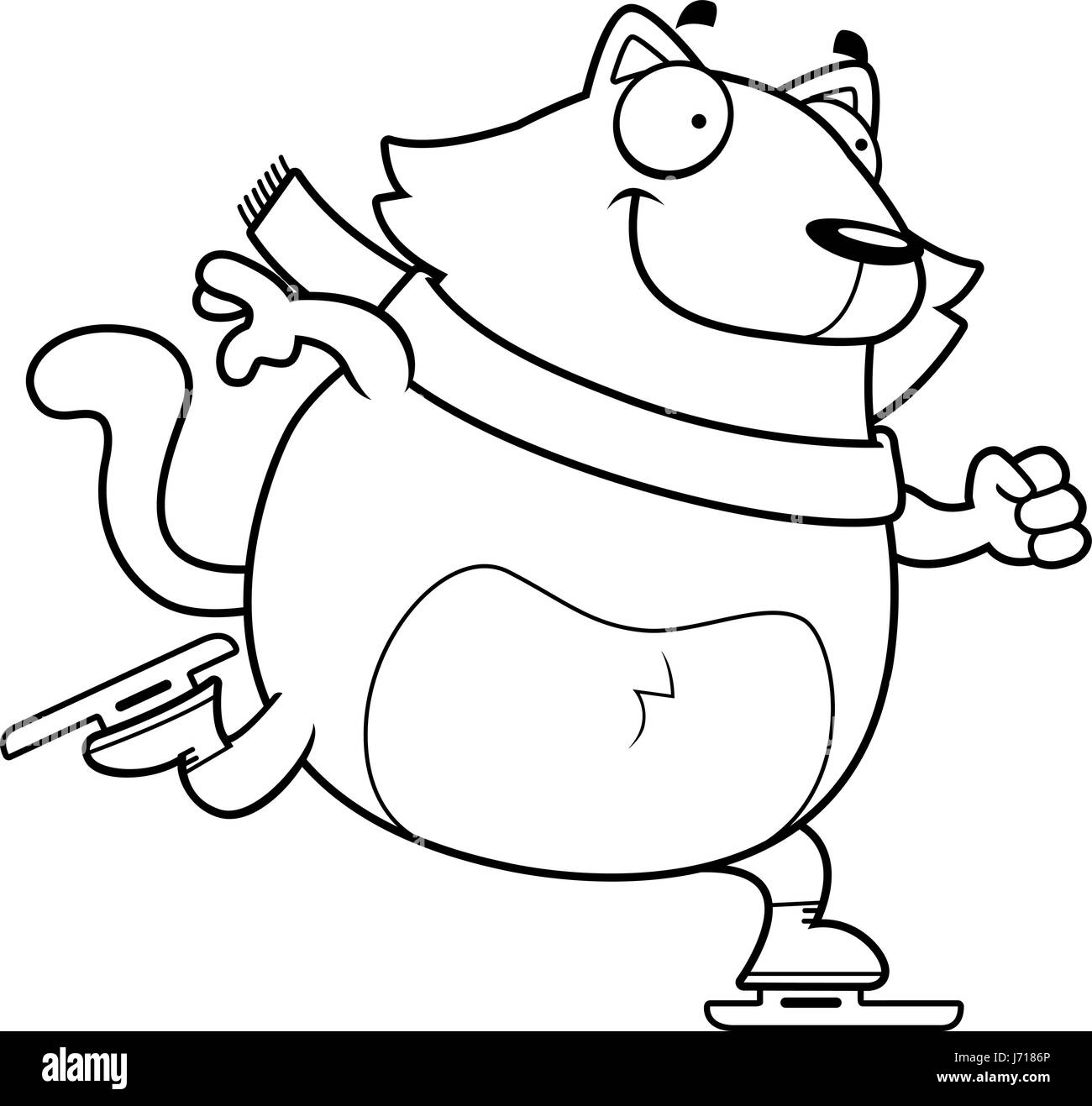 A cartoon illustration of a cat ice skating Stock Vector Image & Art ...