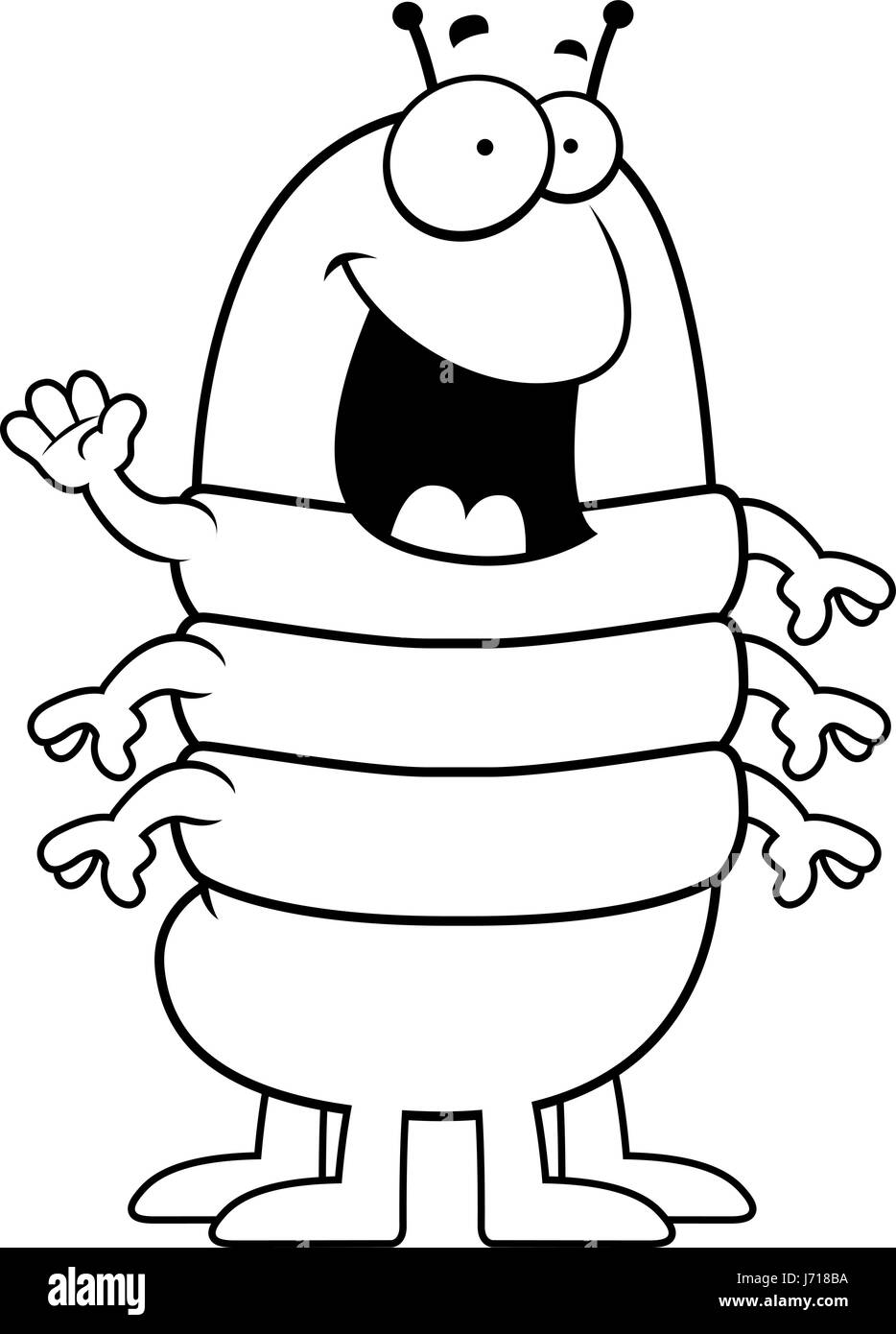 A cartoon illustration of a centipede smiling and waving Stock Vector ...