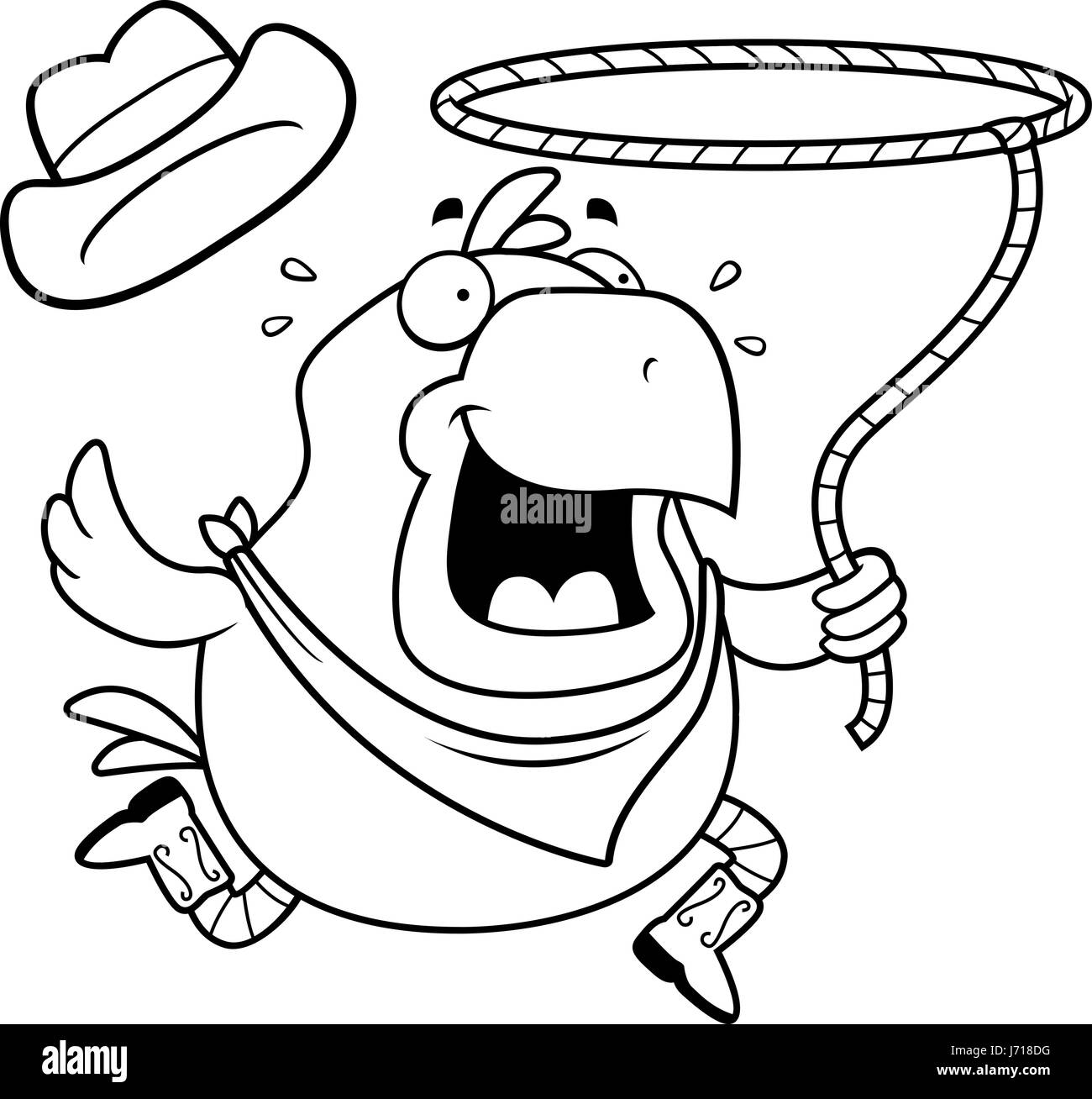 A happy cartoon rodeo chicken with a lasso Stock Vector Image & Art - Alamy