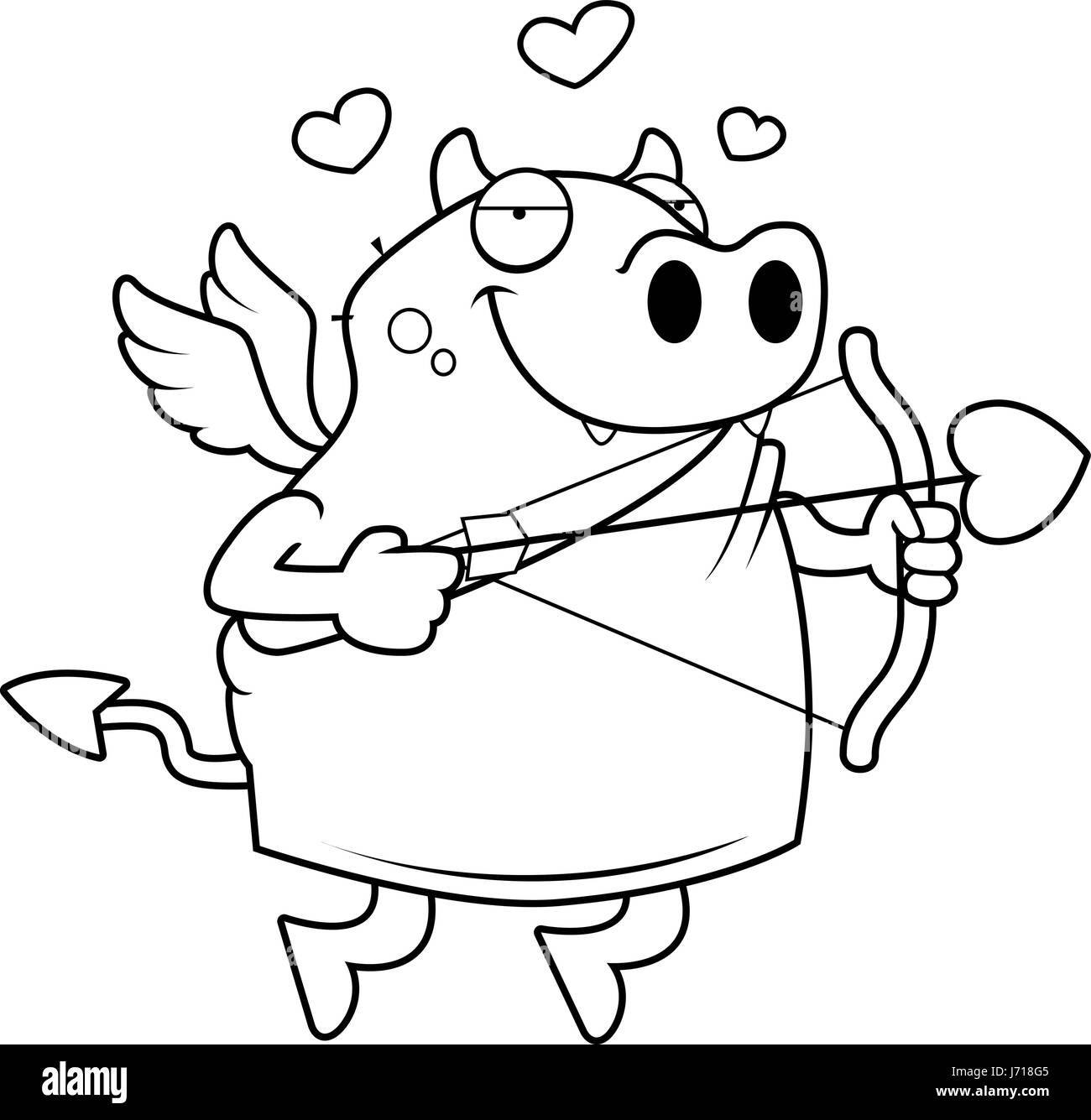 A happy cartoon cupid devil with a bow and arrow Stock Vector Image ...