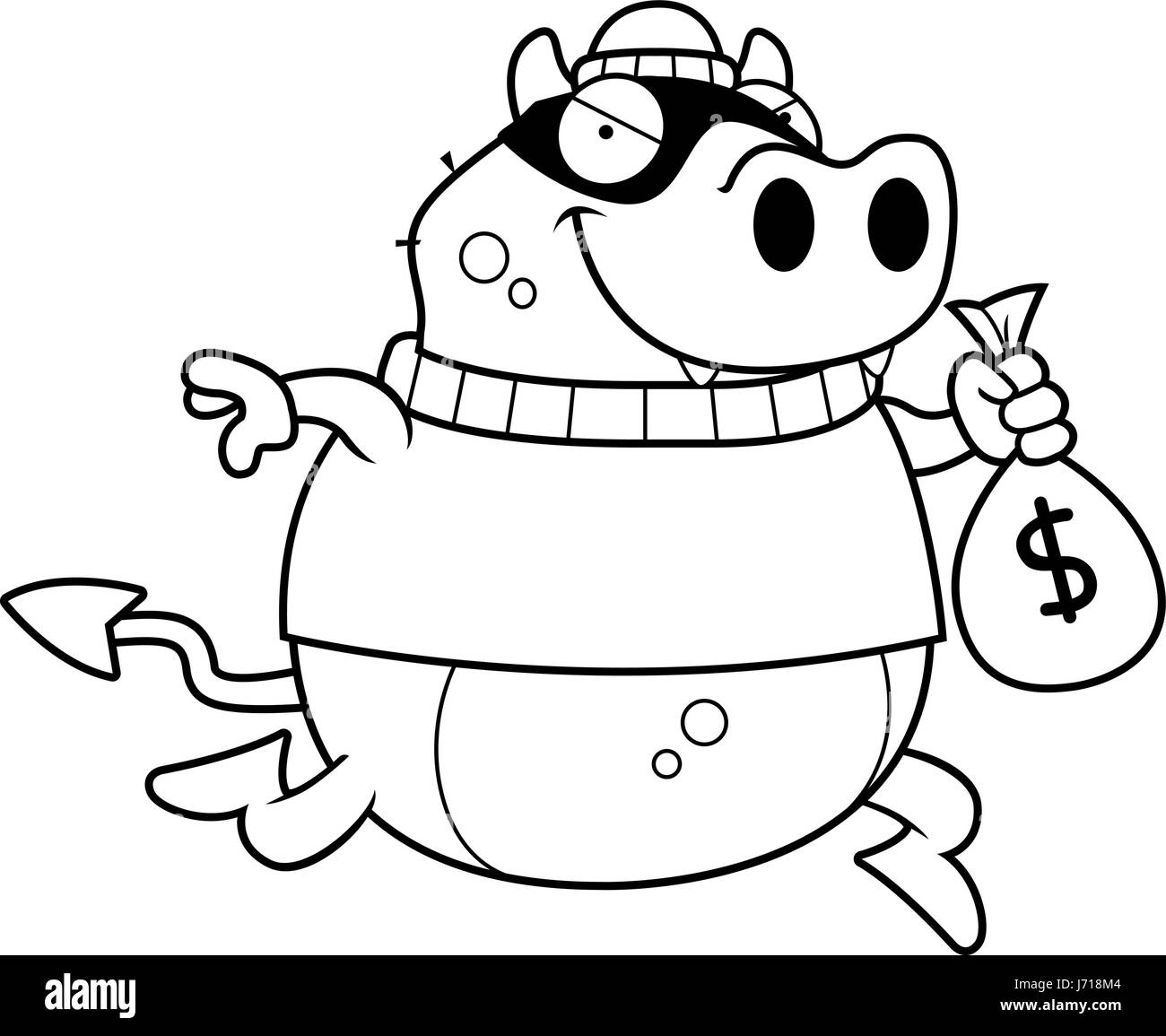 A cartoon illustration of a devil burglar stealing money Stock Vector ...