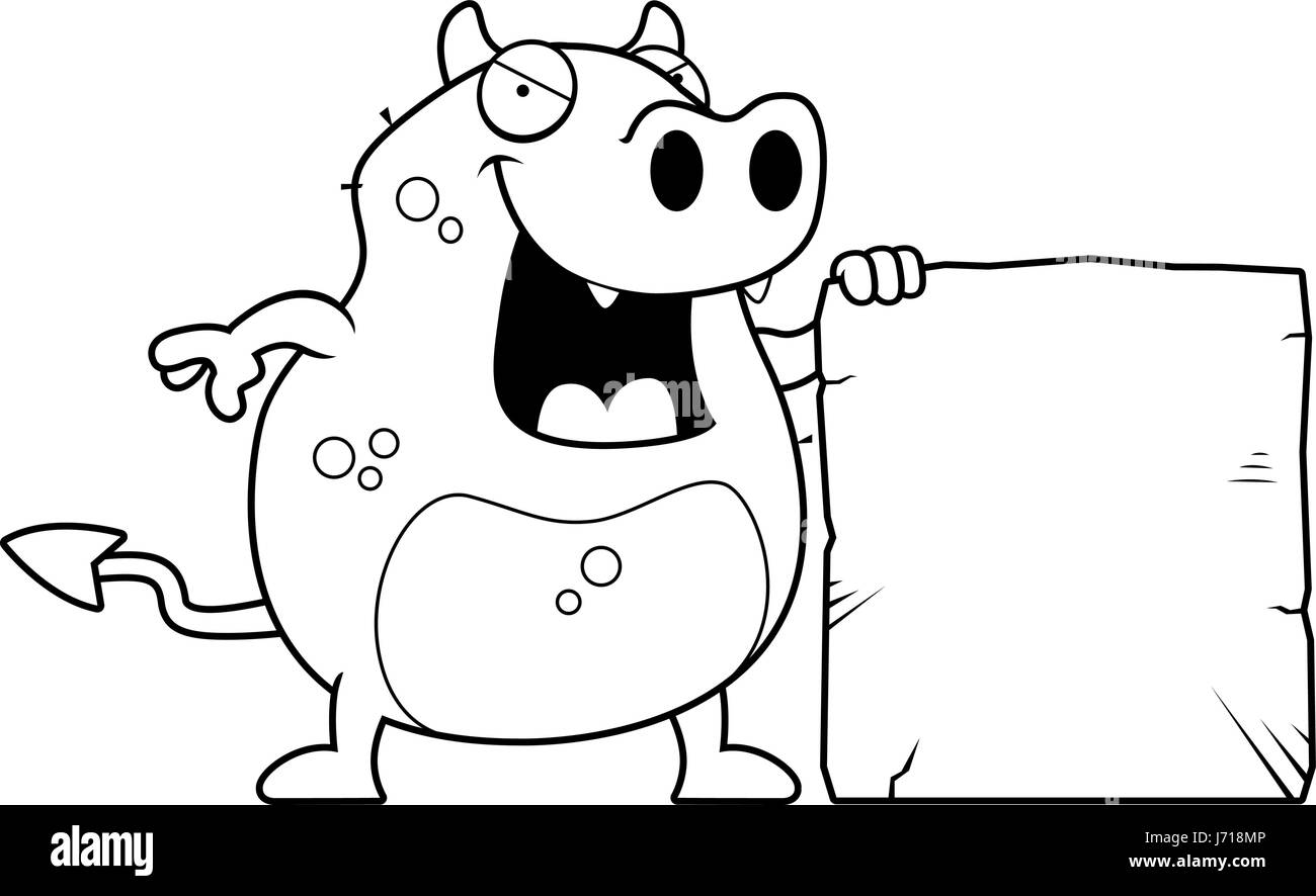 A cartoon red devil with a stone sign Stock Vector Image & Art - Alamy