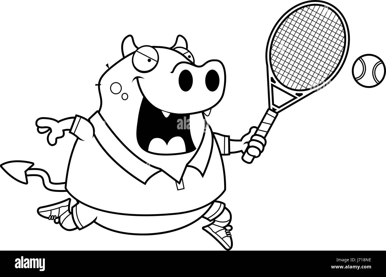 A cartoon illustration of a devil playing tennis Stock Vector Image ...