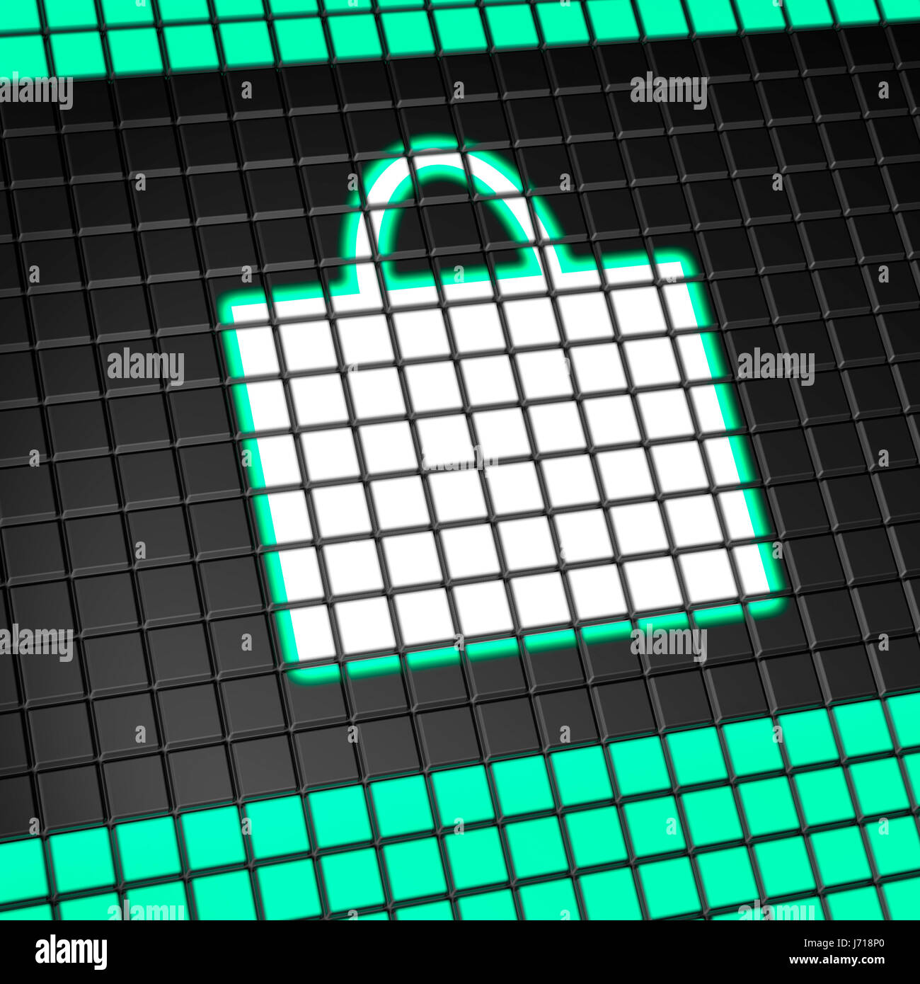 Shopping bag icon on pixel screen Stock Photo - Alamy