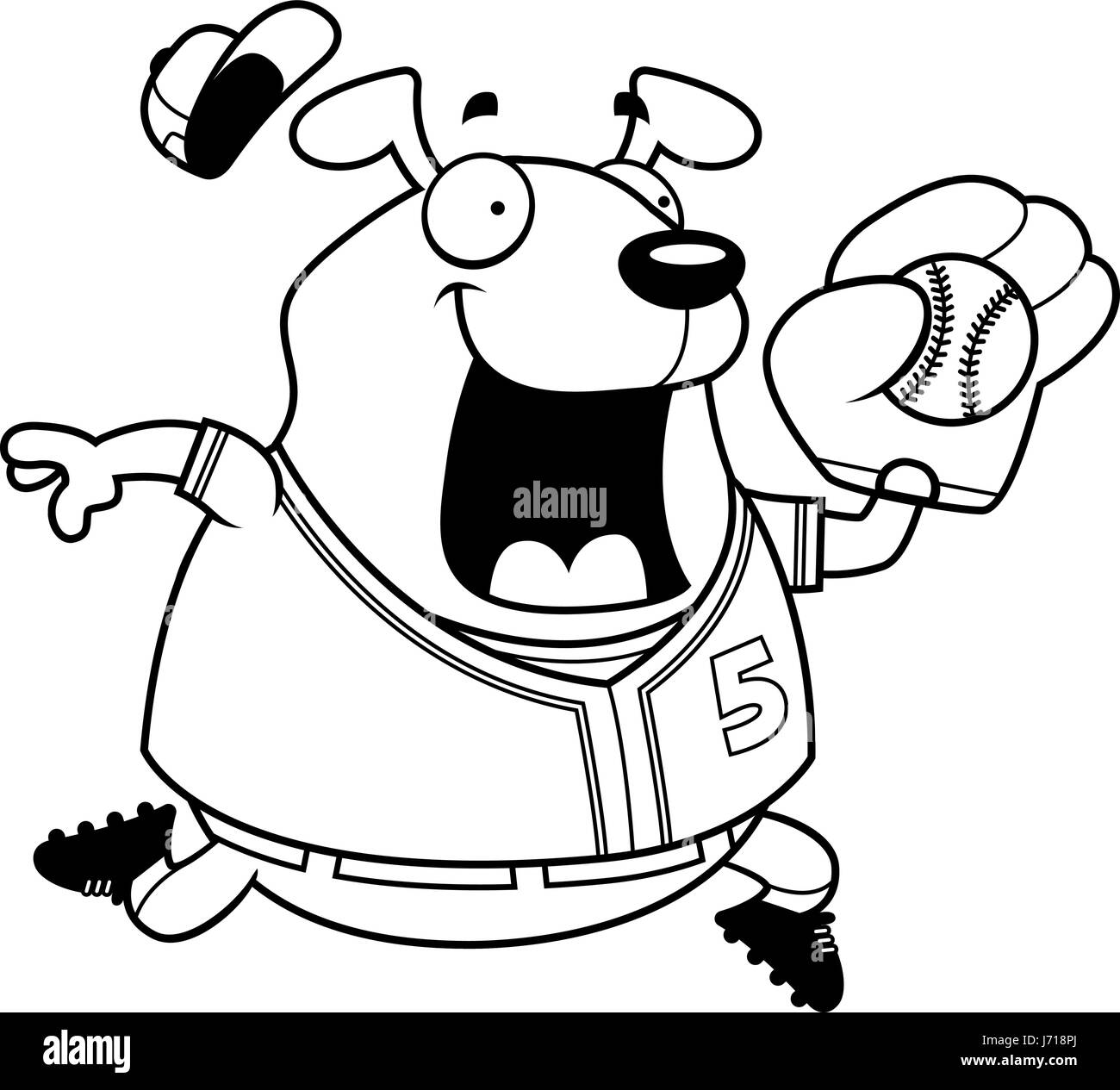 A cartoon illustration of a dog playing baseball Stock Vector Image ...