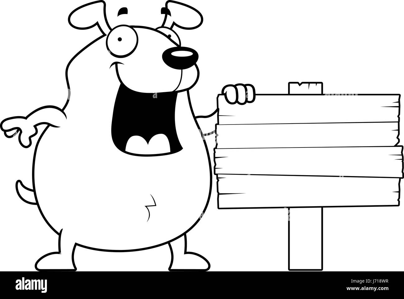 A happy cartoon dog standing next to a sign Stock Vector Image & Art ...