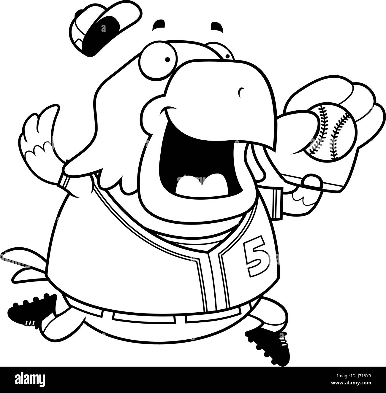 A cartoon illustration of a bald eagle playing baseball Stock Vector ...