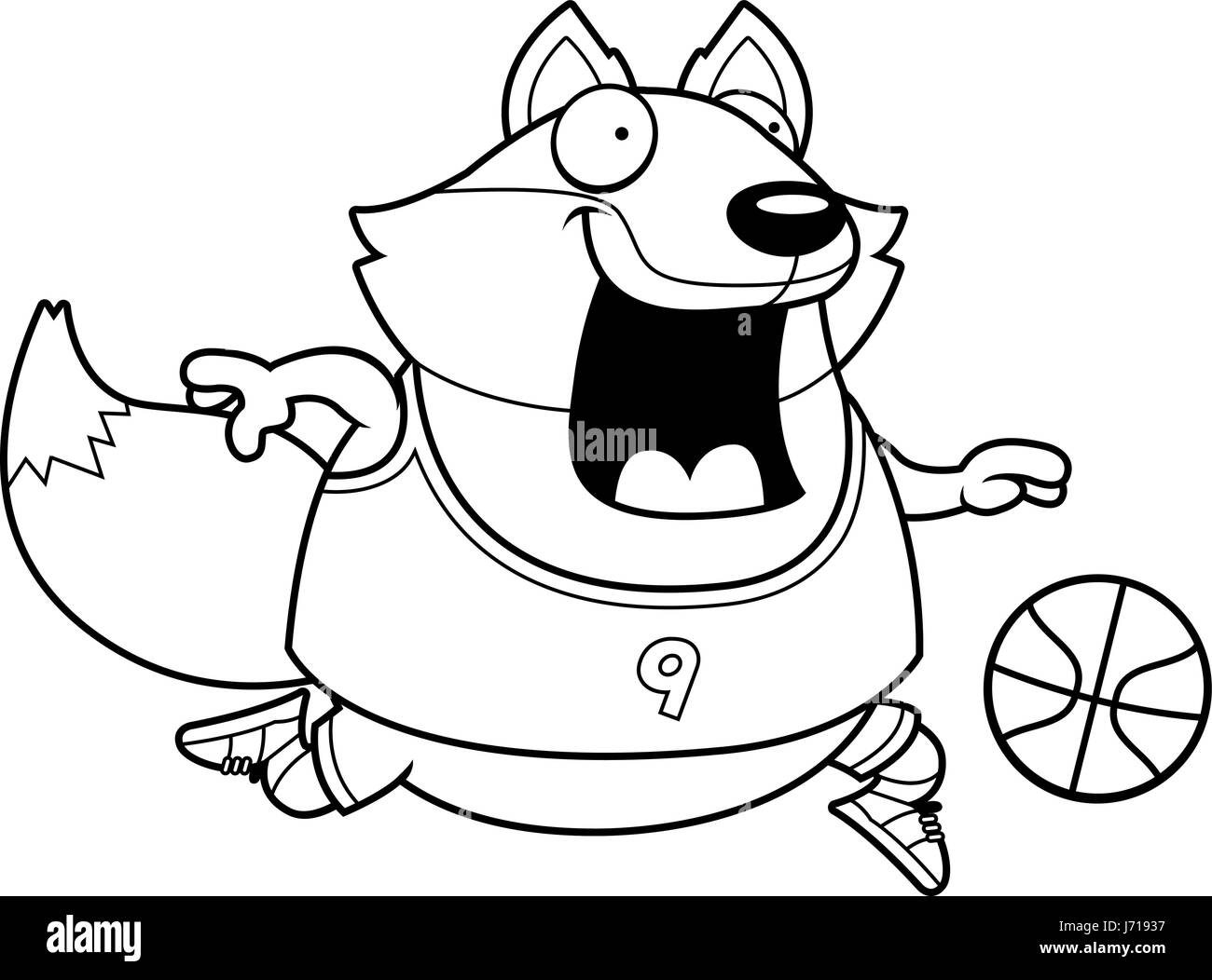 A cartoon illustration of a fox playing basketball Stock Vector Image ...