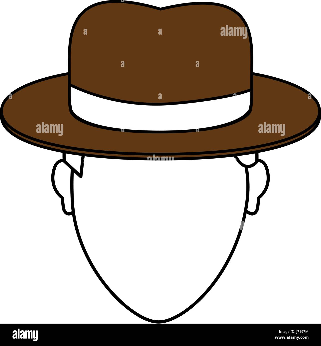 color image cartoon faceless man with brown hat and bow lace Stock ...