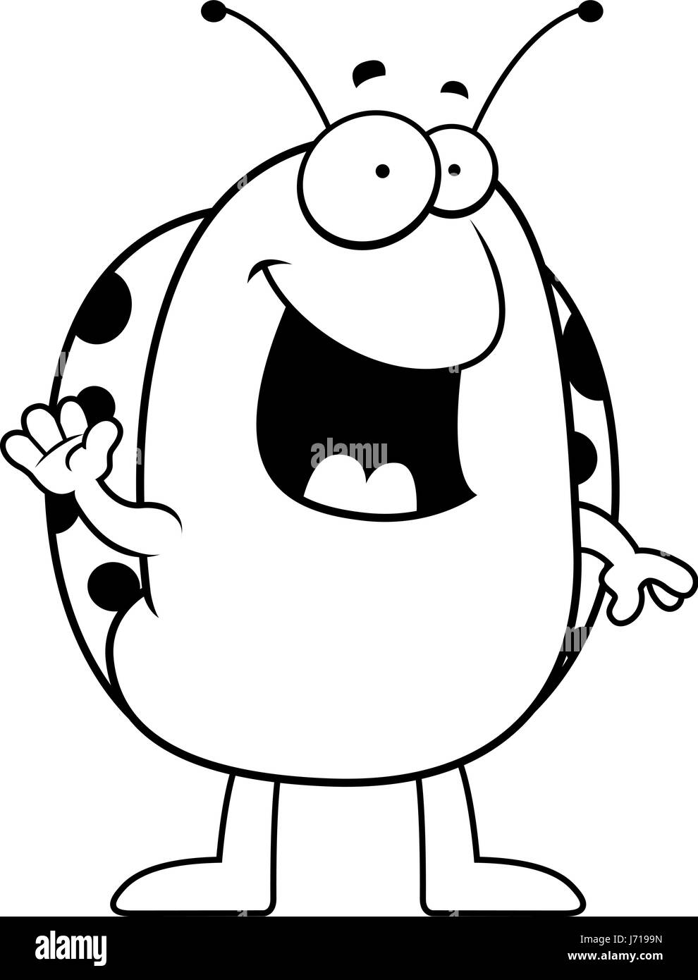 A cartoon illustration of a ladybug smiling and waving Stock Vector ...