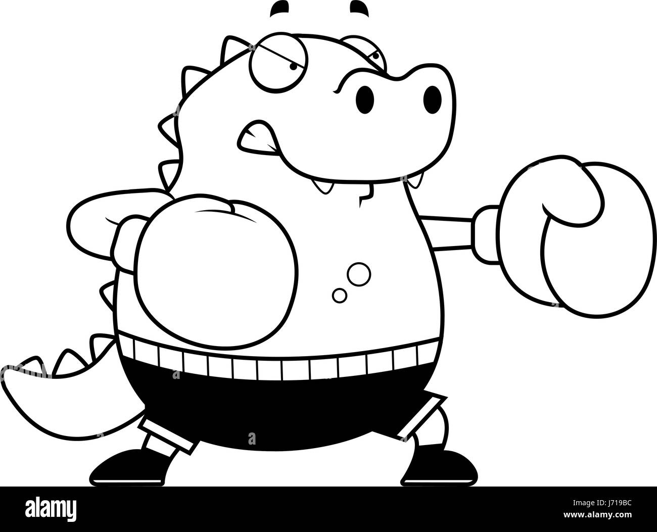 A cartoon illustration of a lizard punching with boxing gloves Stock ...