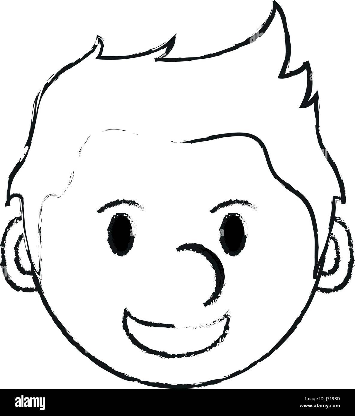 monochrome blurred silhouette with cartoon face smiling man with ...