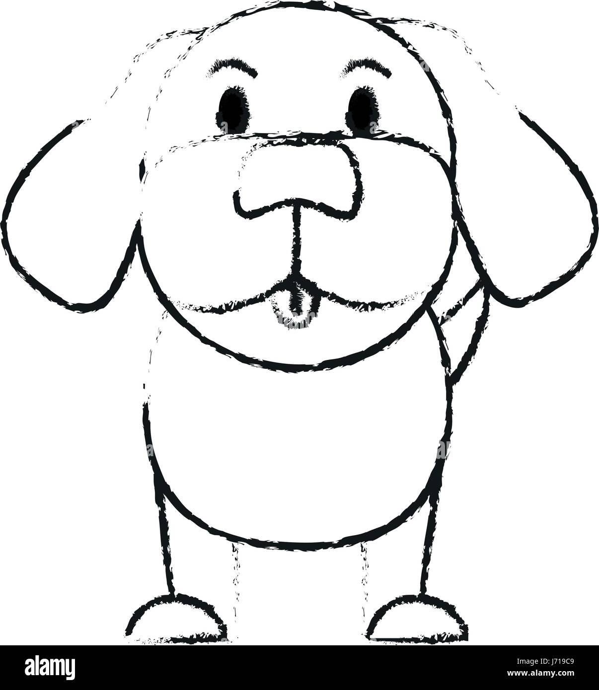 Sitting Dog Front Drawing