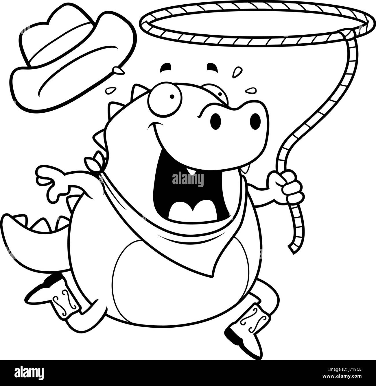 A happy cartoon rodeo lizard with a lasso Stock Vector Image & Art - Alamy