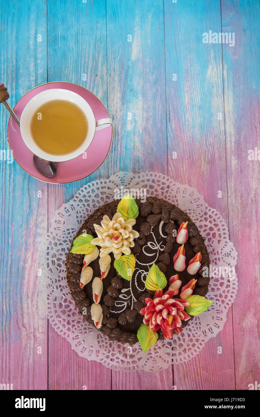 Cake on color background Stock Photo - Alamy
