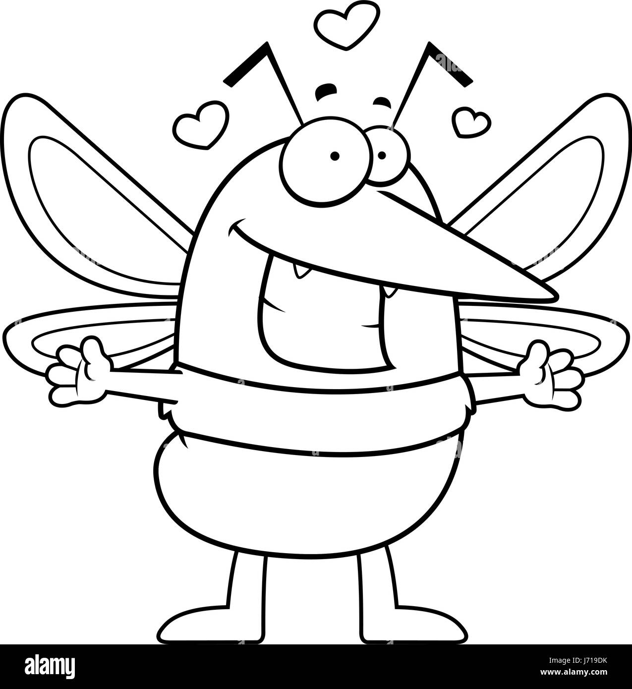 A cartoon illustration of a mosquito ready to give a hug Stock Vector ...