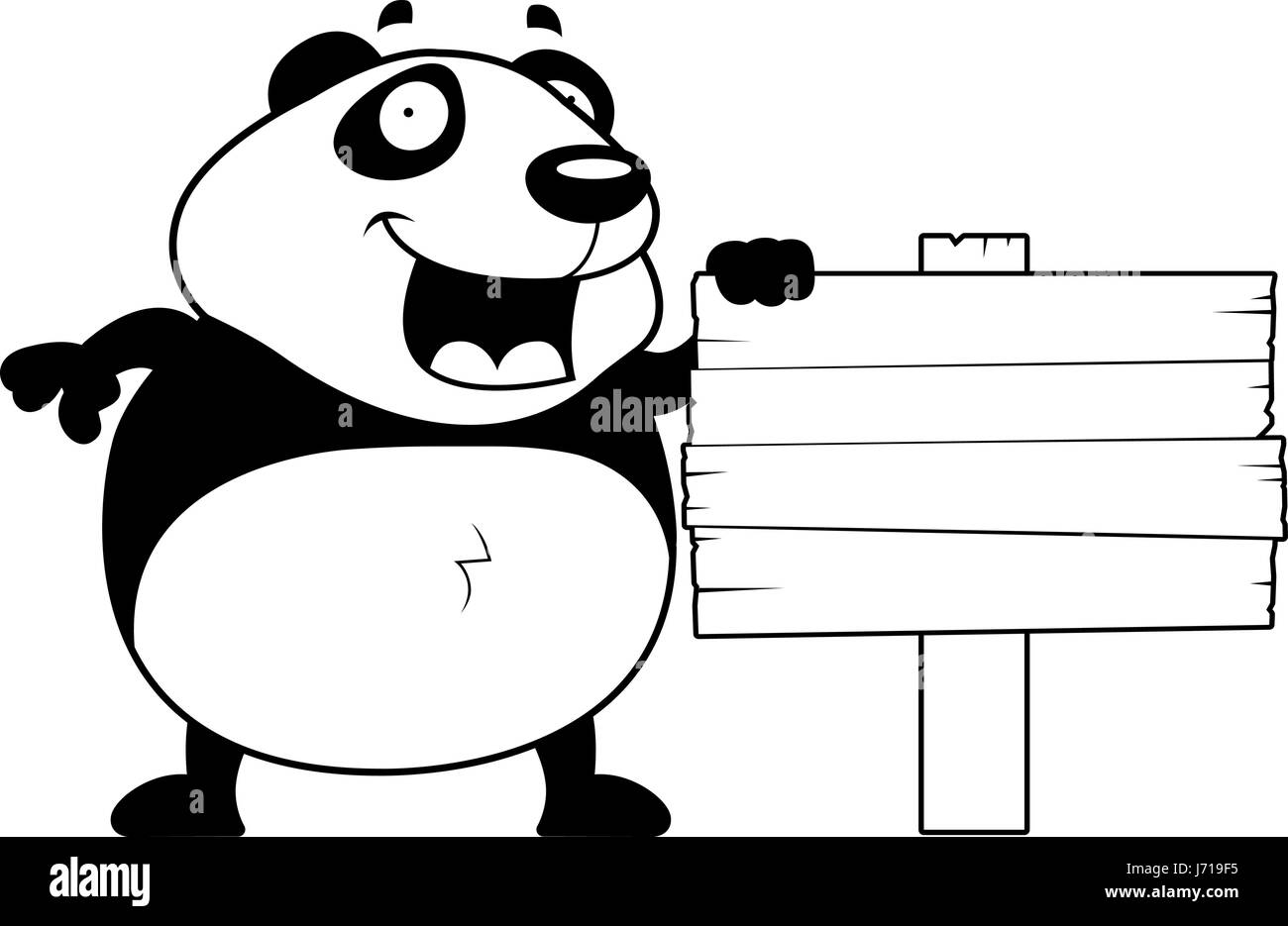 A happy cartoon panda standing next to a sign Stock Vector Image & Art ...