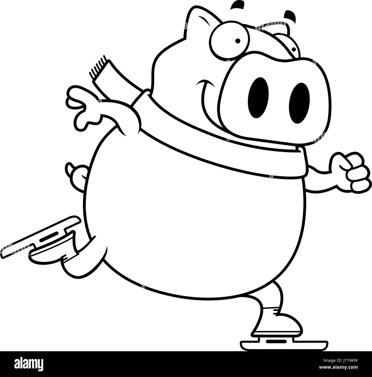 A cartoon illustration of a pig ice skating Stock Vector Image & Art ...