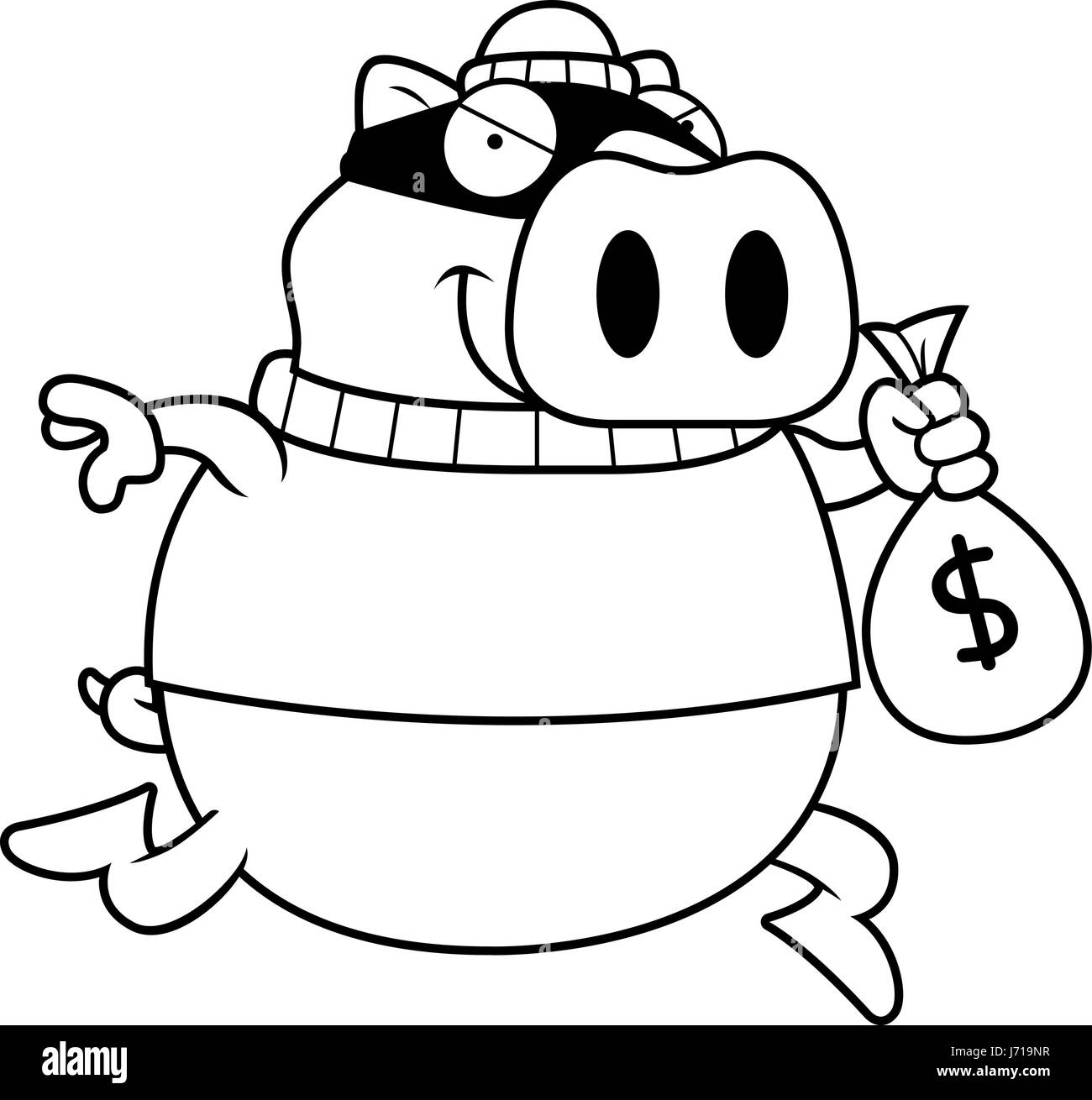 A cartoon illustration of a pig burglar stealing money Stock Vector ...