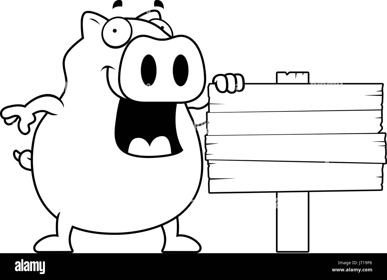 A happy cartoon pig standing next to a sign Stock Vector Image & Art ...