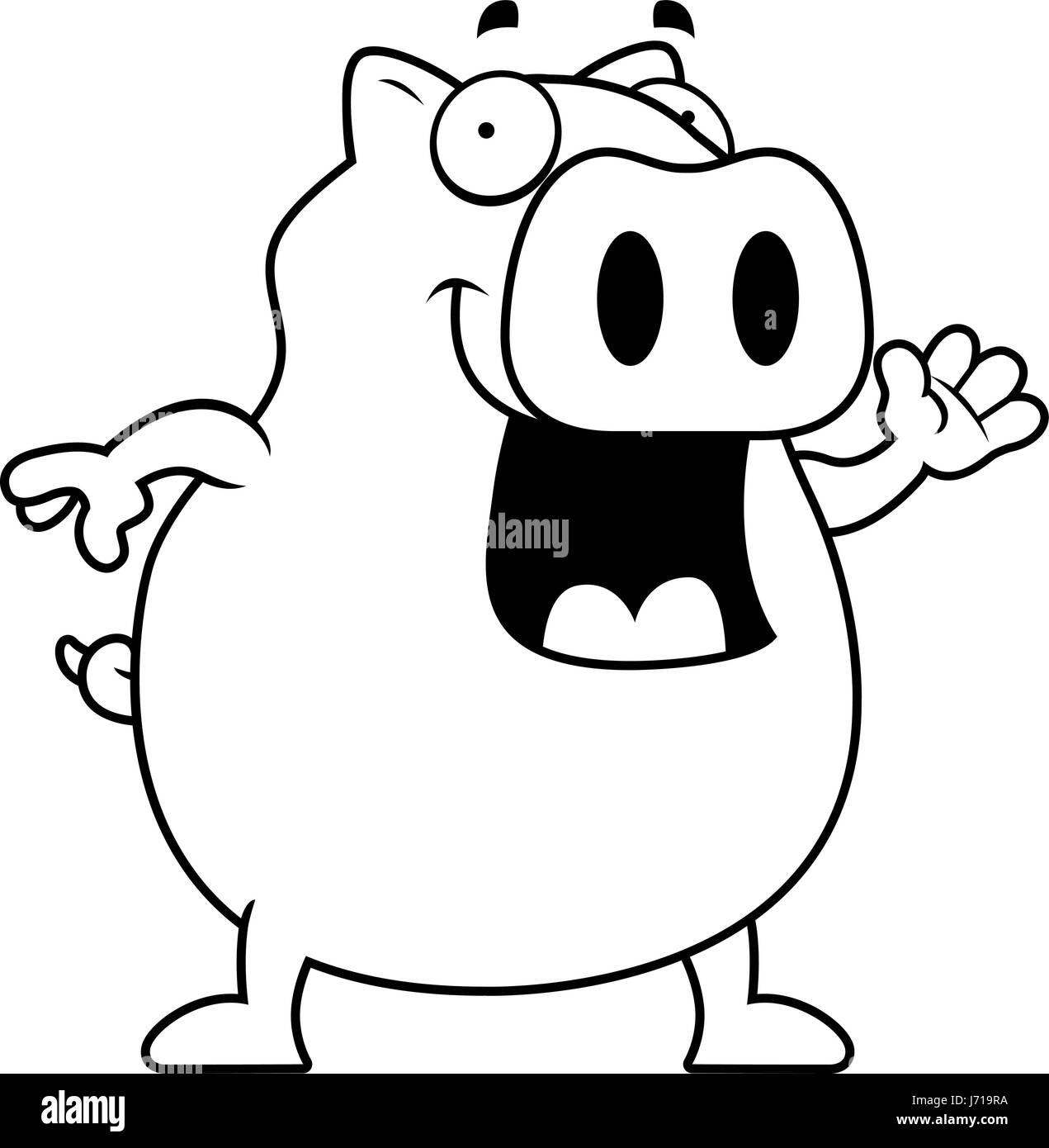 A happy cartoon pig waving and smiling Stock Vector Image & Art - Alamy
