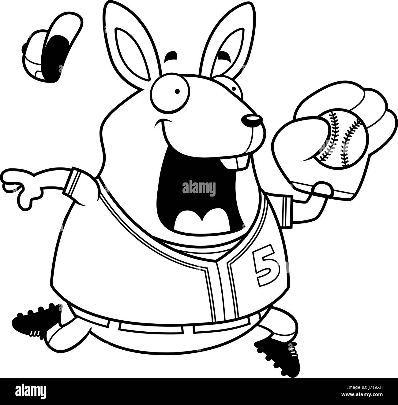 A cartoon illustration of a rabbit playing baseball Stock Vector Image ...