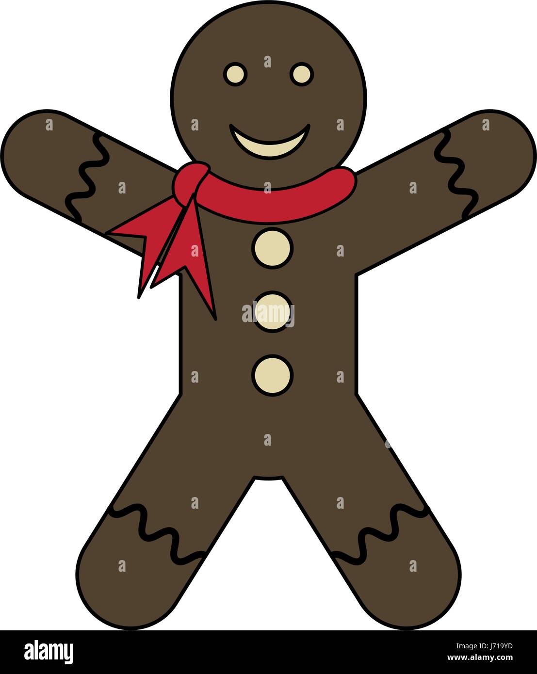 white background with gingerbread man with scarf in neck Stock Vector ...