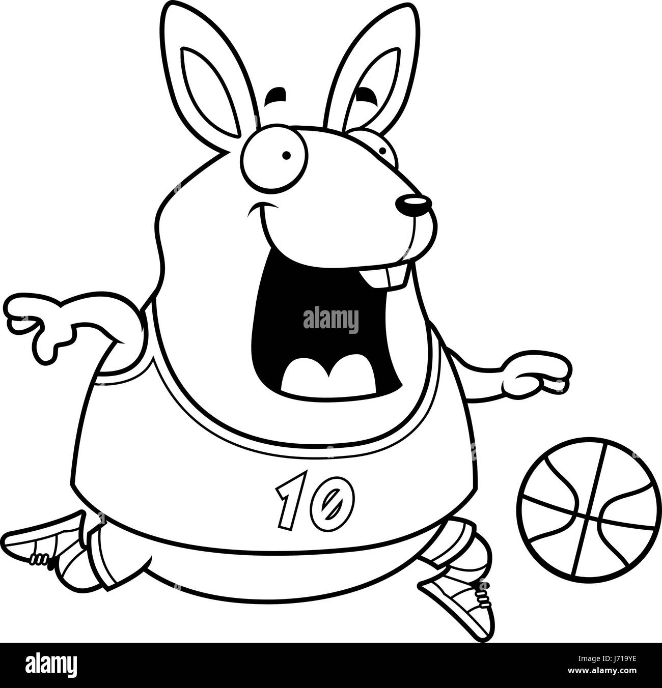 A cartoon illustration of a rabbit playing basketball Stock Vector ...
