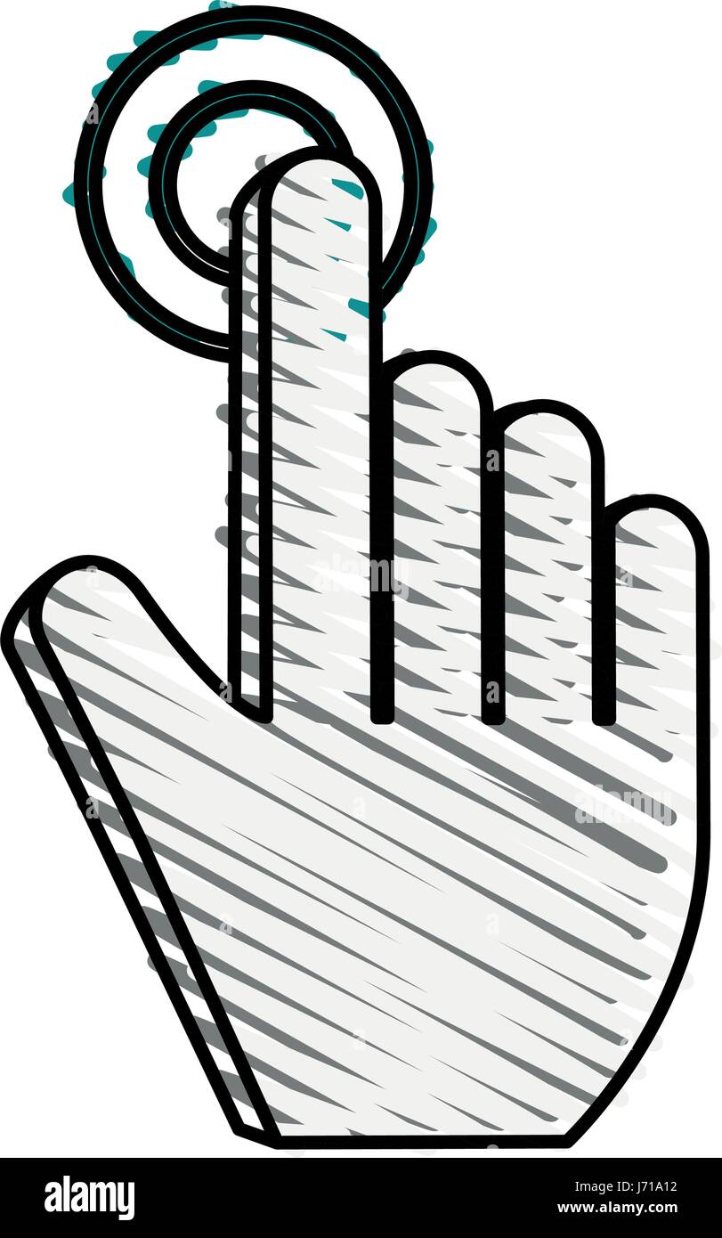 colorful crayon silhouette of hand cursor pointer Stock Vector Image ...