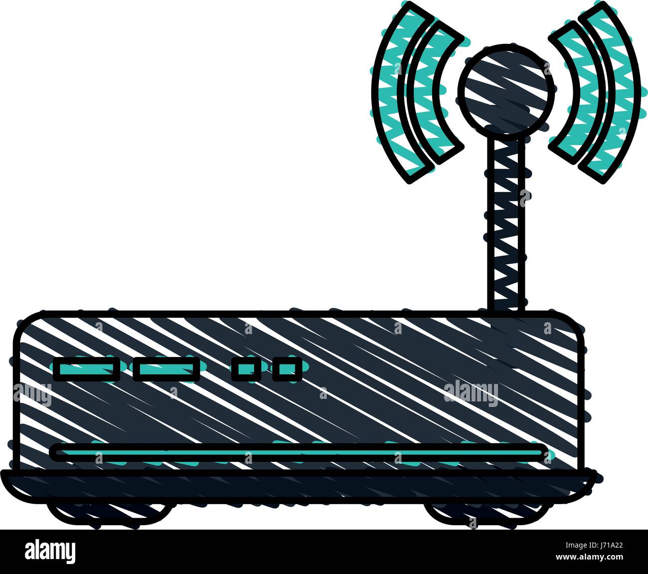 colorful crayon silhouette of wireless router Stock Vector Image & Art ...
