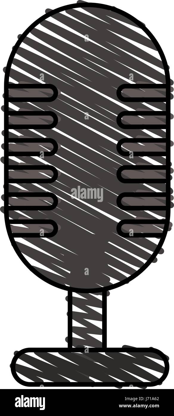 colorful crayon silhouette of desk microphone with fixed base Stock ...